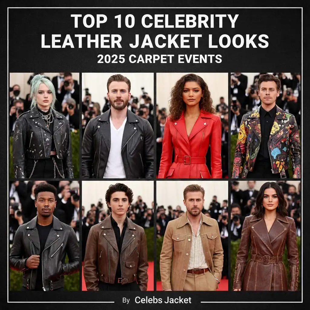 Top 10 Celebrity Leather Jacket Looks from 2025 Carpet Events ...